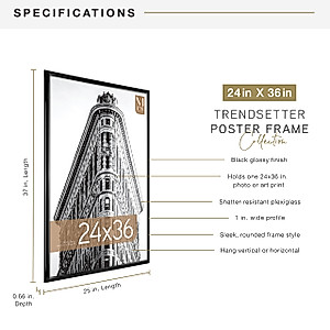 MCS Trendsetter Poster Frame, Black, 24 x 36 in, Single