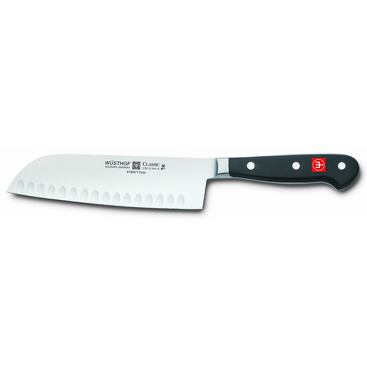 Wusthof 4183 Wusthof Classic Hollow Edge Santoku Knife 7, 7", Black