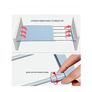 Adjustable Closet Organizer Storage Shelf Wall Mounted Kitchen Rack Space Saving Wardrobe Decorative Shelves Cabinet Holders (24 cm Wide 50-80cm Length, Blue)