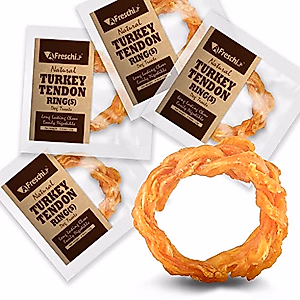 Afreschi Turkey Tendon Dog Treats for Signature Series, All Natural Human Grade Puppy Chew, Ingredient Sourced from USA, Hypoallergenic, Easy to Digest, Rawhide Alternative, 4 Units/Pack Ring (Small)