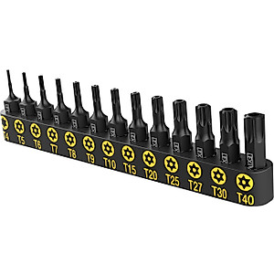 LEXIVON Tamper Proof Torx Bit Set, Premium S2 Alloy Steel | 13-Piece Security Star Bits, T4 - T40 | Precision CNC Machined (LX-301)
