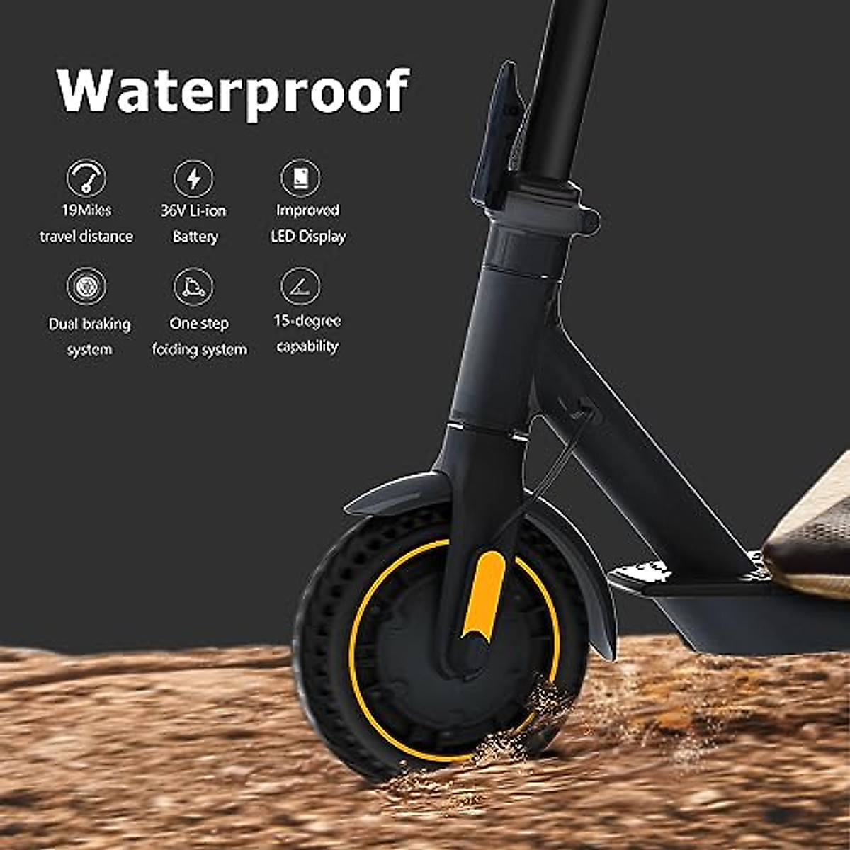 Electric Scooter 10" Solid Tires 600W Peak Motor -19 Mph Speed Folding e Scootefor for Adults,with Smart App,Al Alloy Frame and Dual Brakes