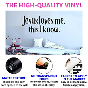 SEATUNE Wall Decals, Wall Stickers for Kids, Quotes Inspirational Boys Girls Baby Children's Toddlers, Playroom Nursery Church God Family Home Wall Decor Vinyl Art, Jesus Loves Me This I Know 41"X16"