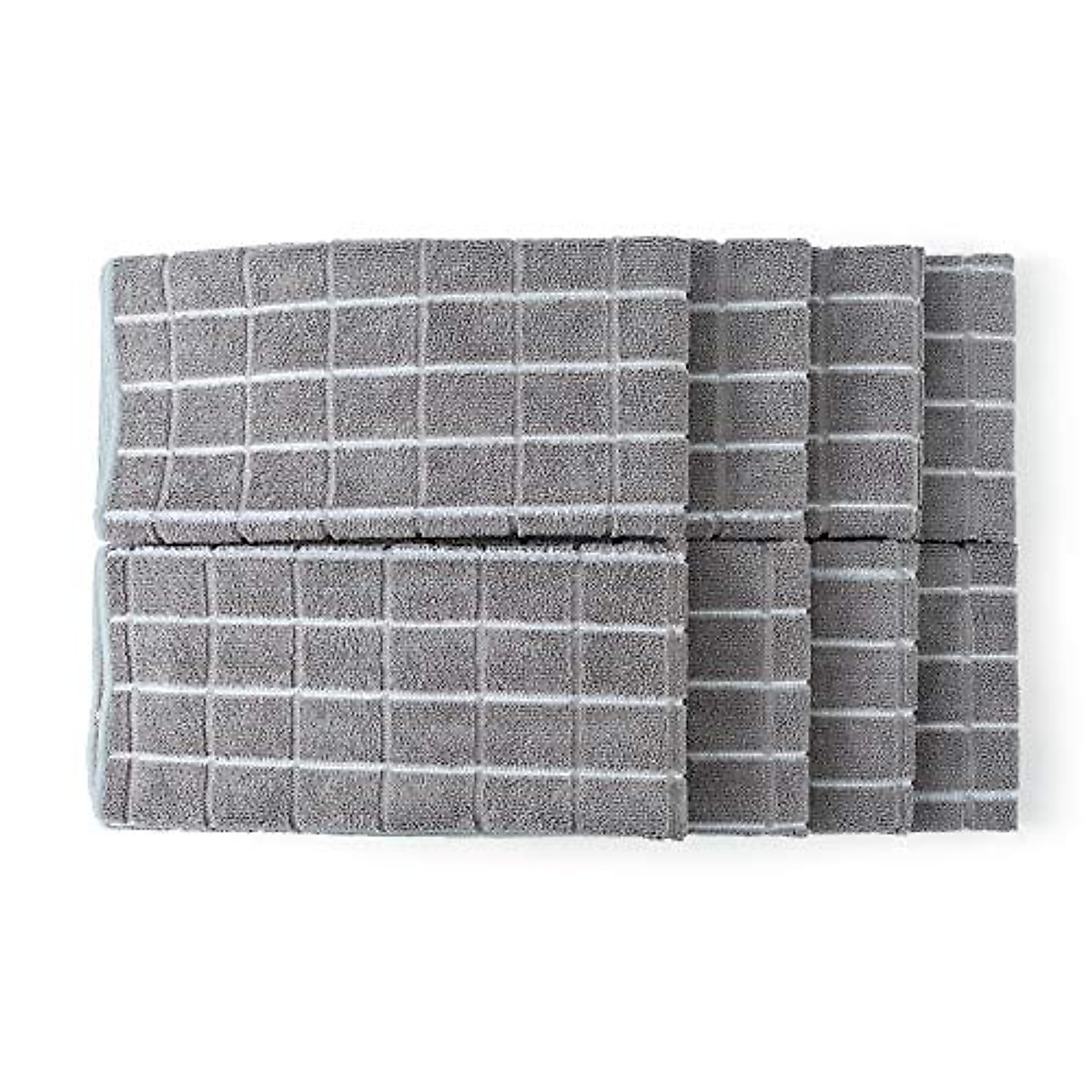 Microfiber Dish Towels - Soft, Super Absorbent and Lint Free Kitchen Towels - 8 Pack (Lattice Designed Gray Colors) - 26 x 18 Inch