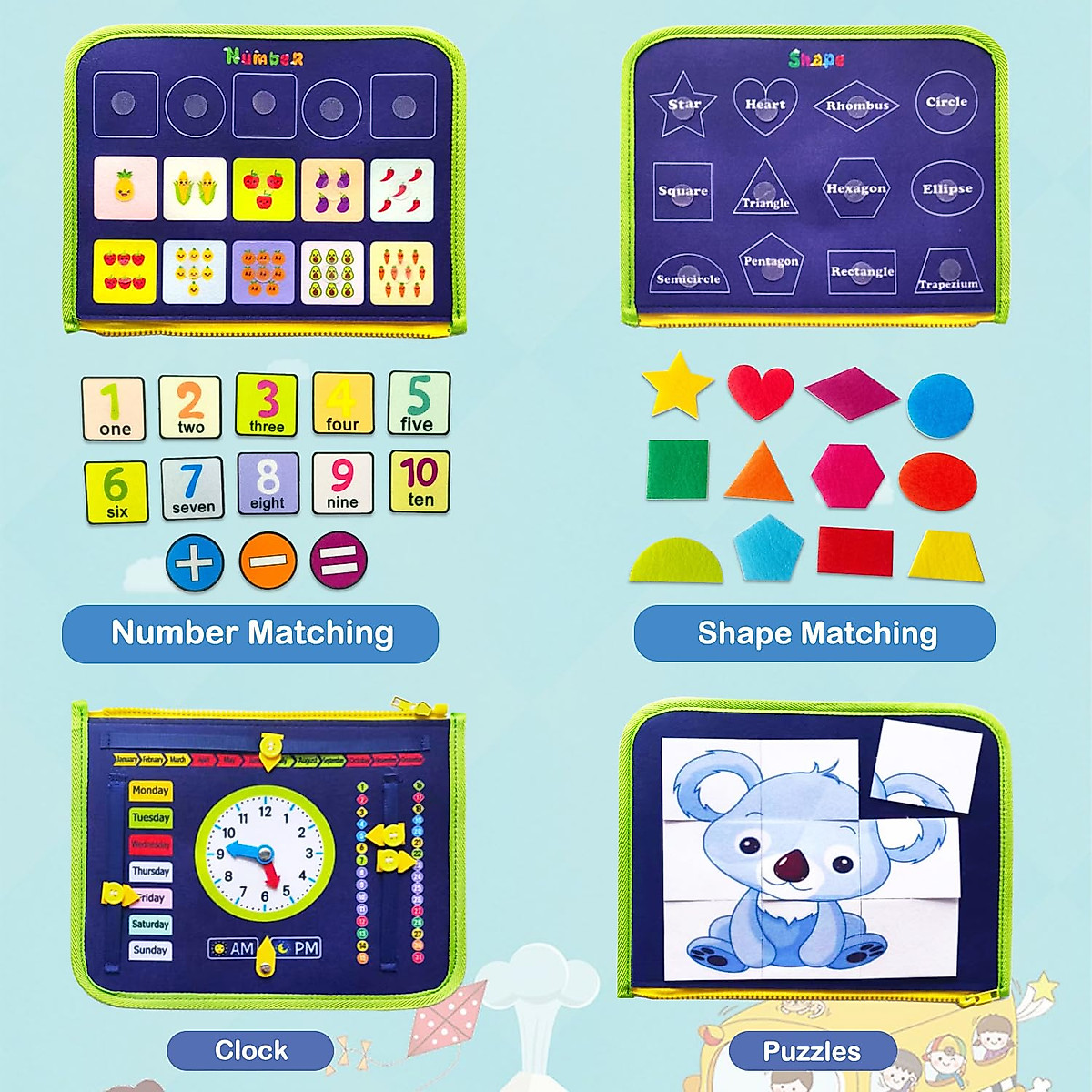 YQTAT Busy Board Montessori Toys for 1 2 3 4 Year Old Boys Girls, Sensory Toys for Toddler 1-3, Toddler Travel Toys Educational Activity Learning Toys, Birthday Gift for Boys Girls