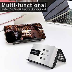 WWW Metal Business Card Holder for Desk,6 Pack Desktop Name Card Organizer Business Card Display Holders,Premium Card Holder for Office-Black