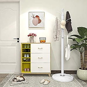 LASIEYO Coat Rack, Coat Rack freestanding With Disc Base, Standing Metal Coat Rack Stand Hat Hanger 12 Hooks, Easy Assembly for Coat Tree Hats Hanger Holder for Purse, Scarf Rack, Jacket (White)