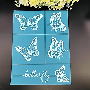 MANGOUSONG Screen Printing Kit,22x28cm Butterfly Mesh Screen Stencils Self-Adhesive Silk Screen Printing Stencil for Canvas Bag Transfer Print Washable