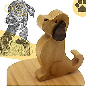 Pokanic Cell Phone Tablet Wooden Stand Dock Holder Cradle Mount Organizer Charger Station Table Desk Room Office School Kitchen Non-Slip Wood (Dog)