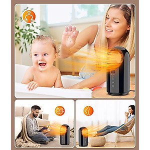 WAPEMORK Space Heater for Personal Use, Portable Indoor Electric Heaters, Small Bladeless Heater Fan with Adjustable Comfort Control Thermostat, Safe and Quiet for Bathroom Office Desk Baby Room (Black)