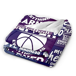 Homieblanket Basketball Blanket for Boys Girls, Cool Basketball Themed Design Printed Purple Throw Blankets for Kids Lap, Chair Sofa, Soft Fleece Cozy Blanket, 40"x 50"