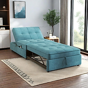 NicBex Pull-Out Sofa Practical Sofa Bed with Storage Folding Chair Bed Convertible Chair to Bed with Storage Pocket and USB Port for Small Room Apartment, Living Room, Teal