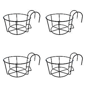 MTB 8 in Balcony Plant Baskets, Deck Over The Rail Fence Planter Box, Pack of 4, Hanging Railing Planter Flower Pot Holders