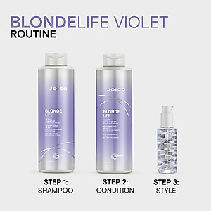 Joico Blonde Life Violet Conditioner | For Cool & Bright Blonde Hair | Neutralize Brassy Tones | Banish Yellow Tones | Boost Shine | Sulfate Free | With Monoi & Tamanu Oil | 33.8 Fl Oz