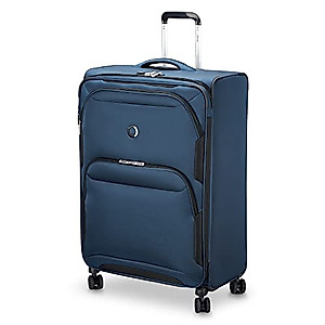 DELSEY Paris Sky Max 2.0 Softside Expandable Luggage with Spinner Wheels, Blue, 3 Piece Set