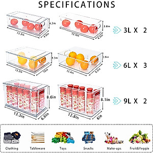 Eanpet 4Pack Stackable Refrigerator Organizer Bins Pull Out Drawer Large Vegetable Fruit Storage for Fridge Organizer Drawers with Handle Clear Food Storage Container Box for Kitchen Pantry Cabinet