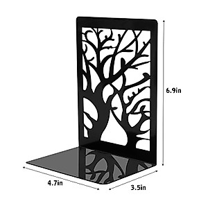 Jekkis Book Ends for Shelves, Decorative Book Shelf Holder, Black 2 Pairs, Non Skid Book Stoppers