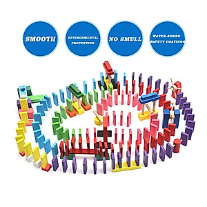 MorTime 1080 Pcs 12 Colors Wooden Dominoes Set with 23 Add-on Blocks and 3 Spacer for Kids Building Blocks Racing Tile Games with 3 Storage Bag (1080pcs)¡­