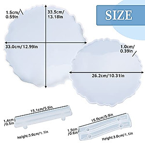 2 Size Large Silicone Tray Molds with Handles Molds 13 Inches Round Big Tray Resin Mold Irregular Geode Coasters Jewelry Plates Mold for Epoxy Resin Casting Art Craft Supplies