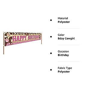 CHXSM Large Western Cowgirl Happy Birthday Banner Cowgirl Theme Birthday Party Supplies Decorations Wild West Cowgirl Theme Birthday Party Supplies Cowgirl Birthday Photo Backdrop (9.8x1.6 FT)