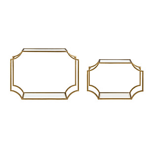 Kate and Laurel Ciel Modern Glam Metal Wall Shelf Set, Set of 2, Metallic Gold, Elegant Wall Decor and Storage