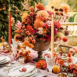 Orange-Gradient Spiral Taper Candles for Home Decoration, 4 Pack 10 Inch Candlesticks for Dinner Party Holiday Fall Halloween and Harvest