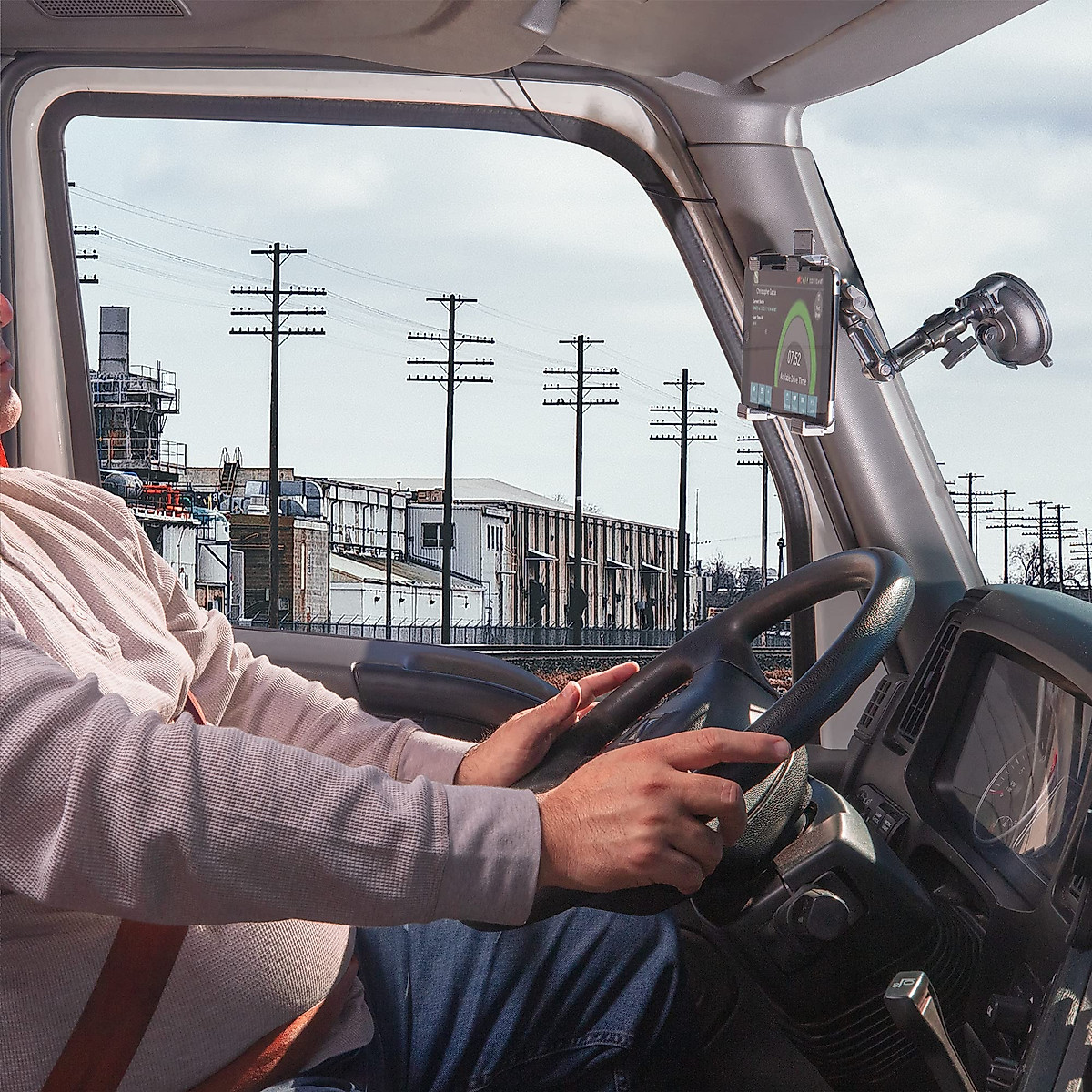 iBOLT TabDock FixedPro 360 Suction- Heavy Duty Metal 8" Multi-Angle Mount for All 7" - 10" Tablets (iPad, Nexus, Samsung Tab) for Commercial Vehicles, Trucks, and ELD Devices