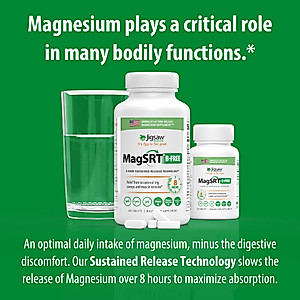 Jigsaw Health MagSRT (B-Free) | Premium, Organic, Slow Release Magnesium Supplement | Active, Bioavailable Magnesium Malate Tablets | 60 Tablets | 15 Servings