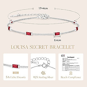 LOUISA SECRET Birthstone Bracelets for Women Girl, 925 Sterling Silver Dainty Simple Women Charm Link Bracelet, Birthday Anniversary Jewelry Gifts for Woman Girlfriend Mother Mom Her Wife