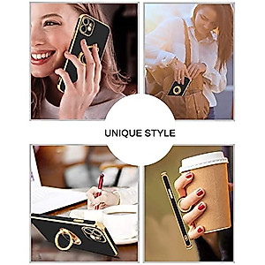BENTOBEN Compatible with iPhone 12 Mini Case with 360° Ring Holder, Shockproof Kickstand Support Car Mount Women Men Non-Slip Protective Phone Case for iPhone 12 Mini 5.4", Black/Gold