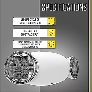 Compass CU2RC Hubbell Lighting LED 2 Head Emergency Light with Remote Capacity, White,Black