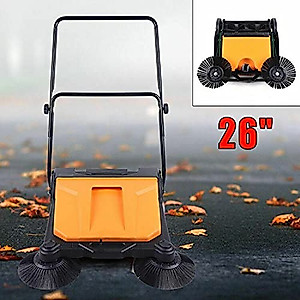 KONKENIE 26" Industrial Hand Push Sweeper Large Area Floor Pavement Street Sweeping Tool for Indoor Outdoor Use
