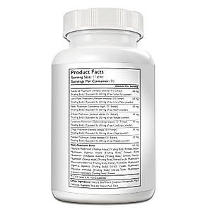 Nutrition Strength 15-in-1 Mushrooms for Dogs Turkey Tail 600mg Lion's Mane 600mg Reishi 600mg Shiitake 500mg Cordyceps 300mg Chaga 300mg Maitake 200mg Meshima Blazei Poria Enoki Portobello 90 Tablets