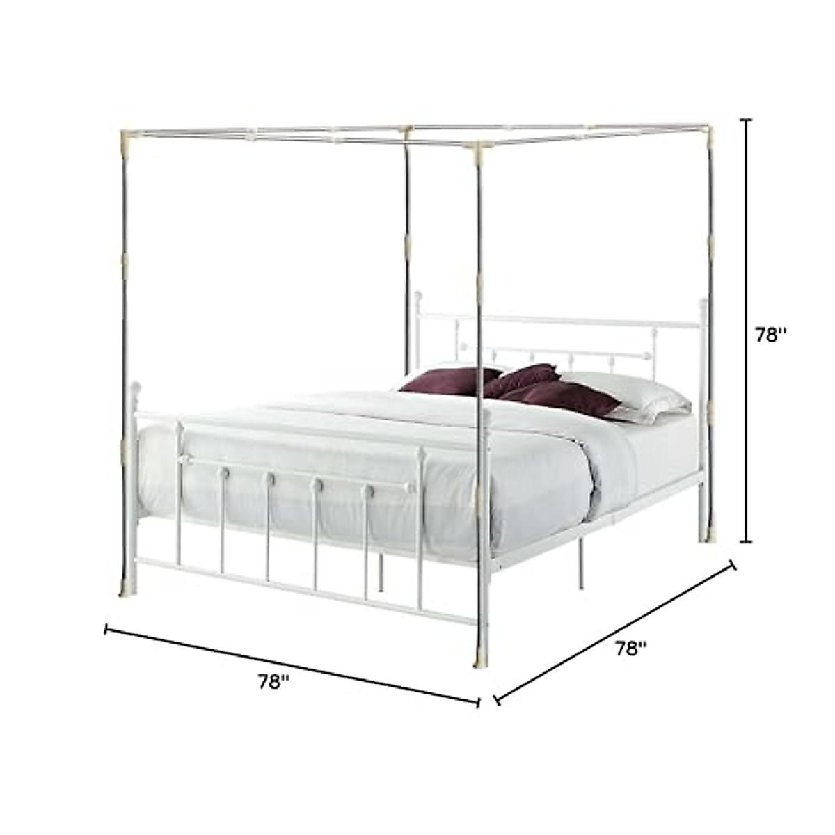 Stainless Steel Canopy Bed Frame Adjustable Bed Canopy Post Poles for Full Queen King Size Beds, Bed Canopy Frame for Metal Platform Bed Wood Bed(Full/Queen/King), Silver