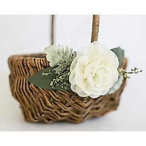 Willow Flower Girl Basket - Rustic Wood Flower Girl Basket - Country Wedding Basket w/Greenery Decor - Rattan Gift Basket by Ragga Wedding