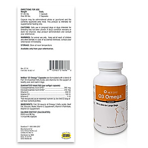 VetOne O3 Omega Capsules Nutritional Supplement with Omega 3 Fatty Acids | Builds Immune & Joint Health | Promotes Healthy Skin & Coats | Large Dogs (60 Count Softgels)
