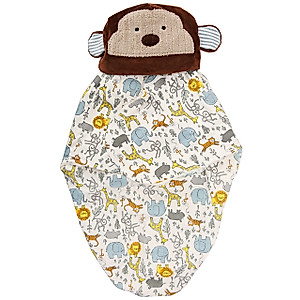 Mud Pie Monkey Swaddle Bunting and Cap, Cream