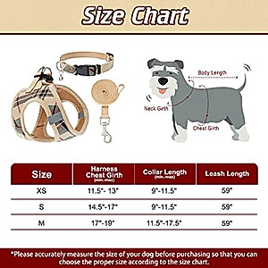 EXPAWLORER Classic Plaid Puppy Harness - Small Dog Collar and Leash - Soft Mesh Padded Adjustable Small Dog Vest Harness No Pull, Reflective Escape Proof for Outdoor Walking