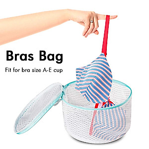 Plusmart Large Mesh Lingerie Bags for Laundry, Bra Washing Bag for Washing Machine/Washer, D to E Cup,3 Pack White