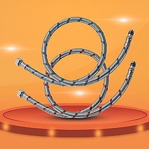 Hoimpro 24-Inch Long Bathroom Kitchen Faucet Connector Braided Stainless Steel Supply Hose,cUPC Hose 1 pair 3/8-Inch Female Compression Thread x M10 Male Connector, x 2 Pcs