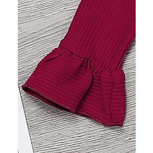 bilison Toddler Baby Girl Dress Flare Long Sleeve Solid Color Irregular Sundress Party Princess Dress