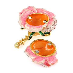 QIFU Decorative Hand Painted Rose Hinged Jewelry Trinket Box Unique Gift Home Decor