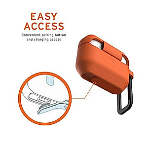 URBAN ARMOR GEAR UAG Compatible with AirPod Pro Case Full-Body Protective Soft-Touch Silicone Case with Detachable Carabiner, Standard Issue Silicone_001, Orange