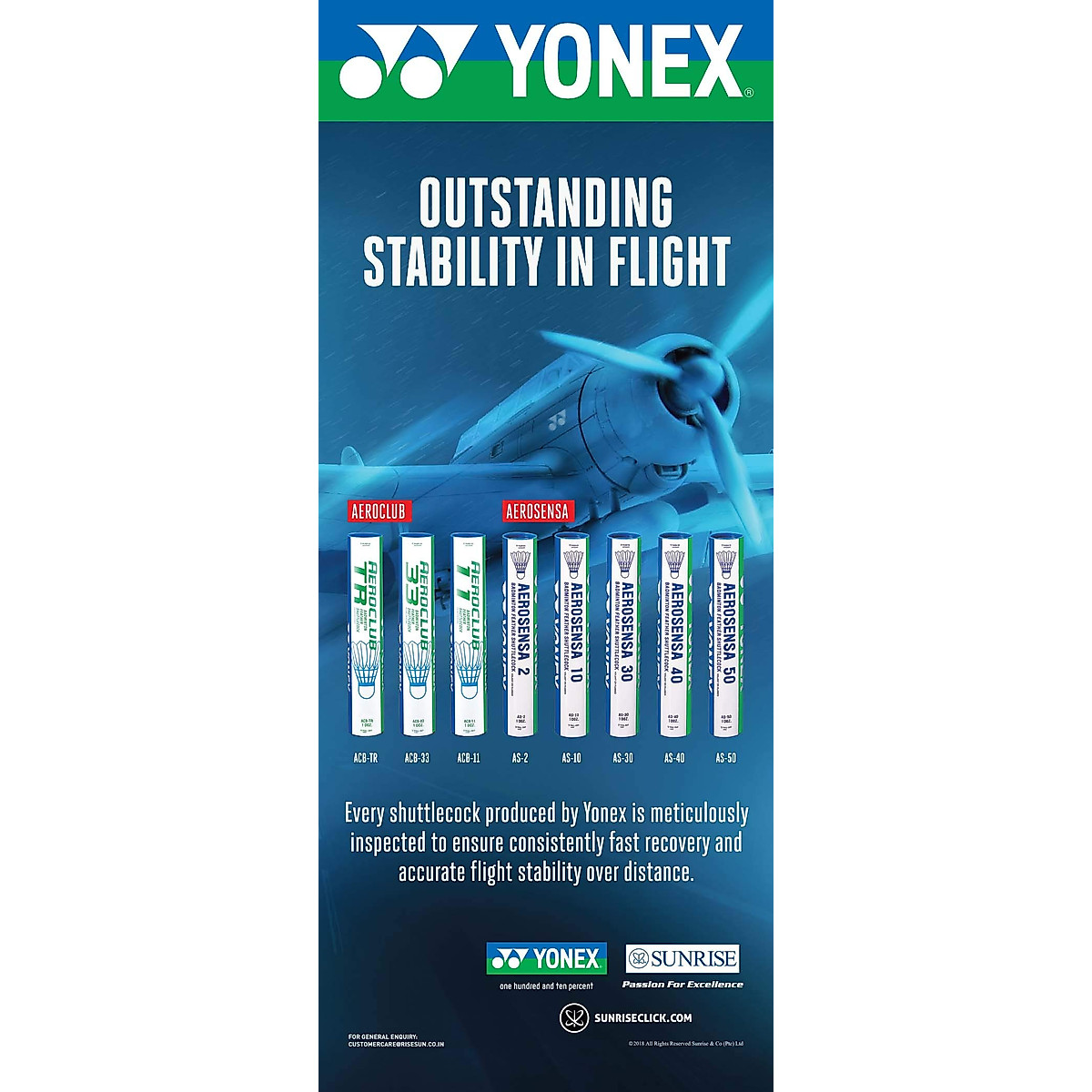 Yonex Aerosensa 10 Shuttlecock Pack of 12 Number 2 White, Slow