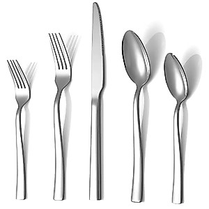 Silverware Set for 8, Briout 40 Piece Flatware Cutlery Set Stainless Steel Luxury Square Tableware Thick Knife Fork Spoon for Home Kitchen Restaurant Wedding, Mirror Polished, Dishwasher safe