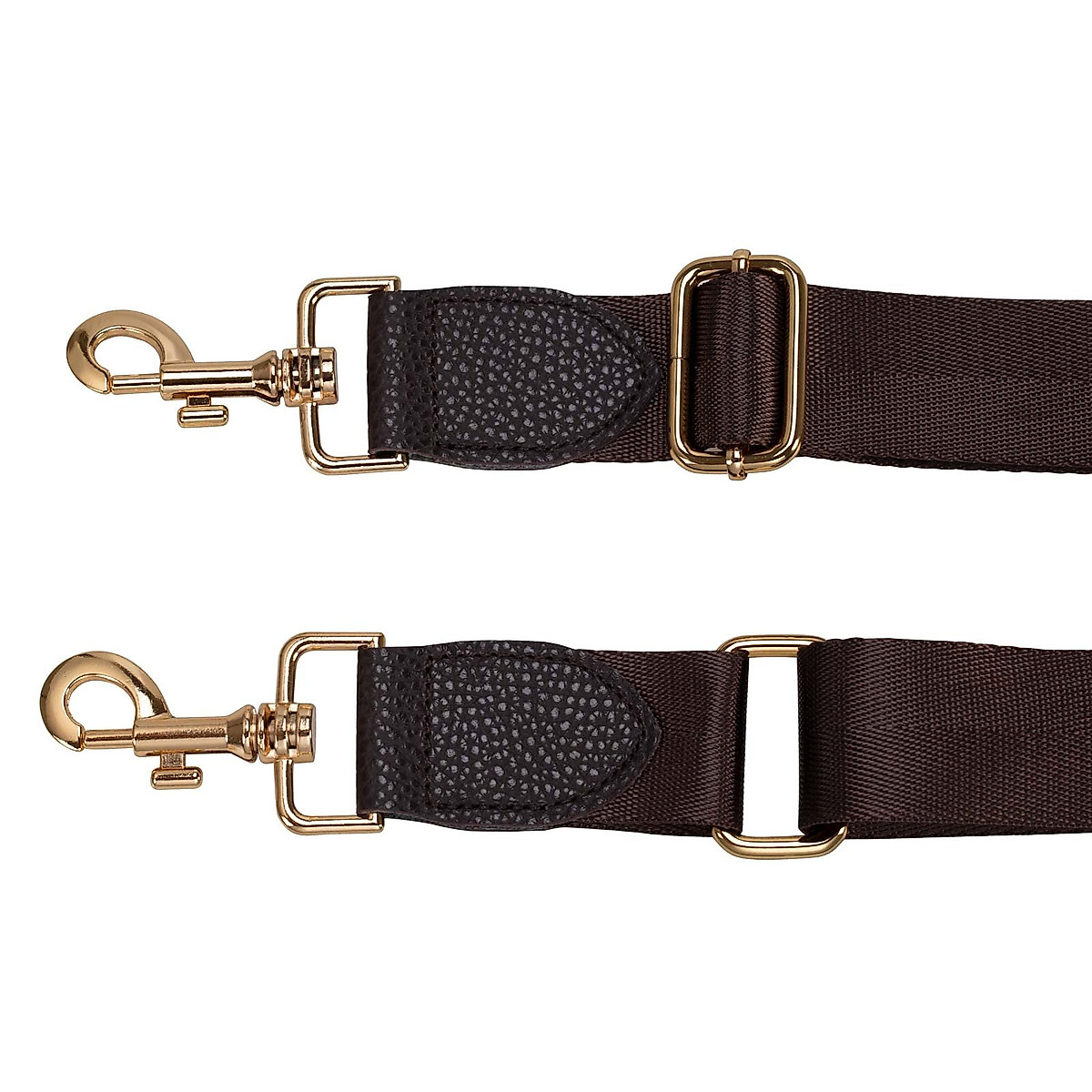 Allzedream Wide Purse Strap Replacement Crossbody Shoulder Bag Adjustable (Chocolate Gold Leather)