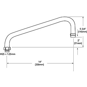 COOLWEST 14” Swivel Nozzle Spout Replacement Part for Commercial Kitchen Sink Faucet, Long Swing Nozzle for Faucet Working on 3 Compartment Sinks, Brass Constructed, Chrome Polish