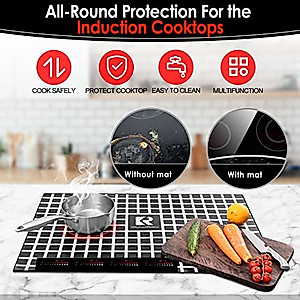 KitchenRaku Large Induction Cooktop Protector Mat 20.4x30.7 Inch, Magnetic Electric Stove Covers Antistrike & Antiscratch Glass Top Stove Cover, Silicone Induction Cooktop Mat for Electric StoveTop
