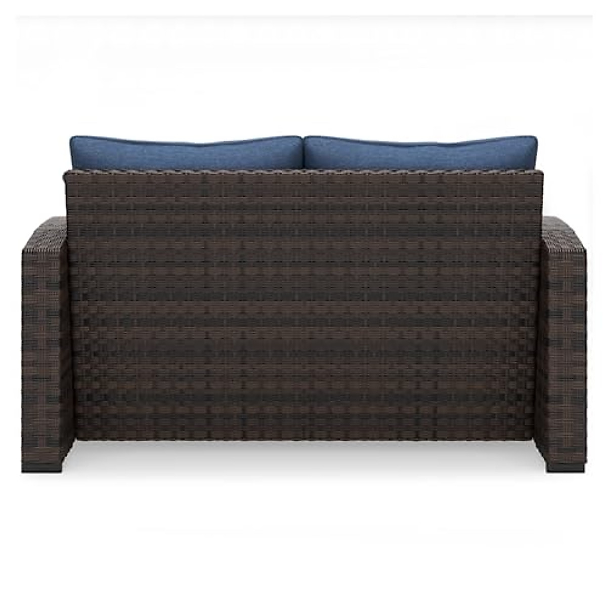 Signature Design by Ashley Windglow Outdoor Loveseat with Cushion Love Seats, 58" W x 31" D x 37" H, Blue & Dark Brown