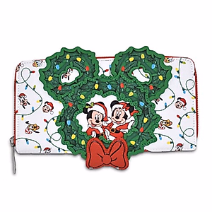 Loungefly GT Exclusive Disney Mickey & Friends Holiday Wreath Wallet